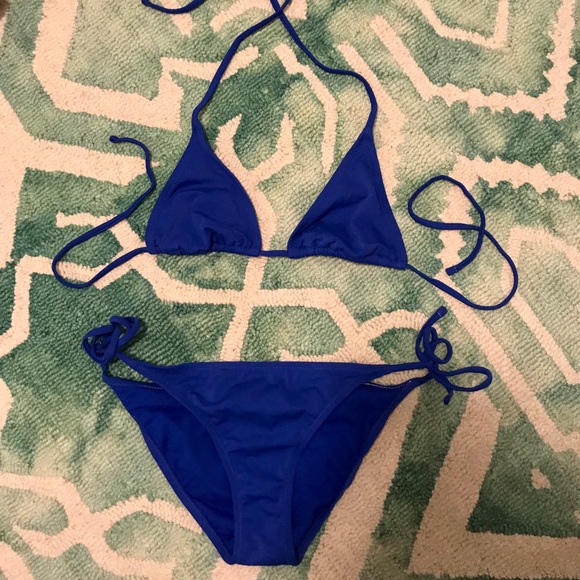 Forever 21 | Swim | Nwot Forever 2 Royal Blue String Bikini Set Sz M ...